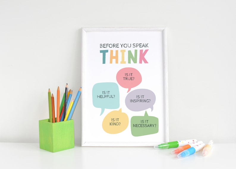 Think Before You Speak Poster Rules Printable Motivational | Etsy