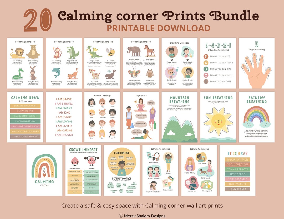 Calming Corner Prints Bundle, Calming Strategies Print Set, Calming ...