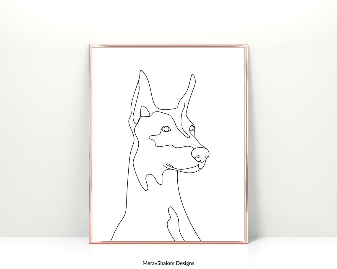 Doberman Line Art Set - INSTANT DOWNLOAD - Etsy