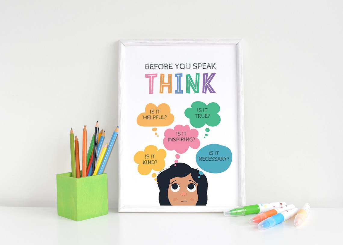 Think Before You Speak Poster Rules Printable Motivational - Etsy
