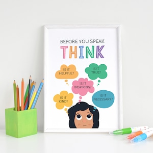 Think Before You Speak Poster, Rules Printable, Motivational Poster ...