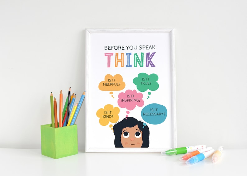 Think Before You Speak Poster Rules Printable Motivational - Etsy