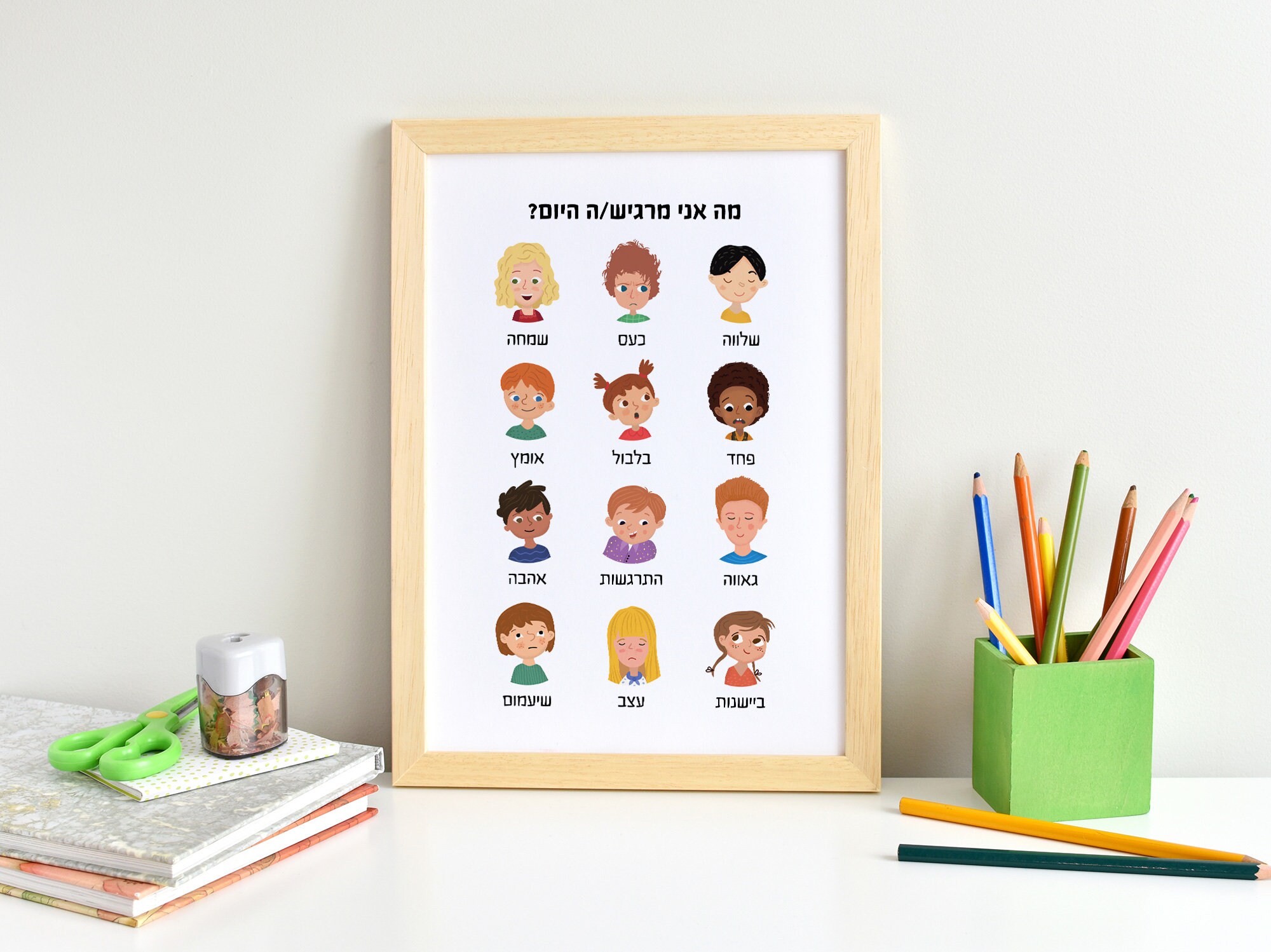 Hebrew Poster Feelings & Emotions Chart Feelings Print - Etsy