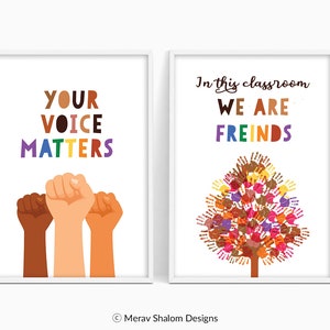 Inclusive Classroom Art, Set of 16, Diversity Poster, Human Equality ...