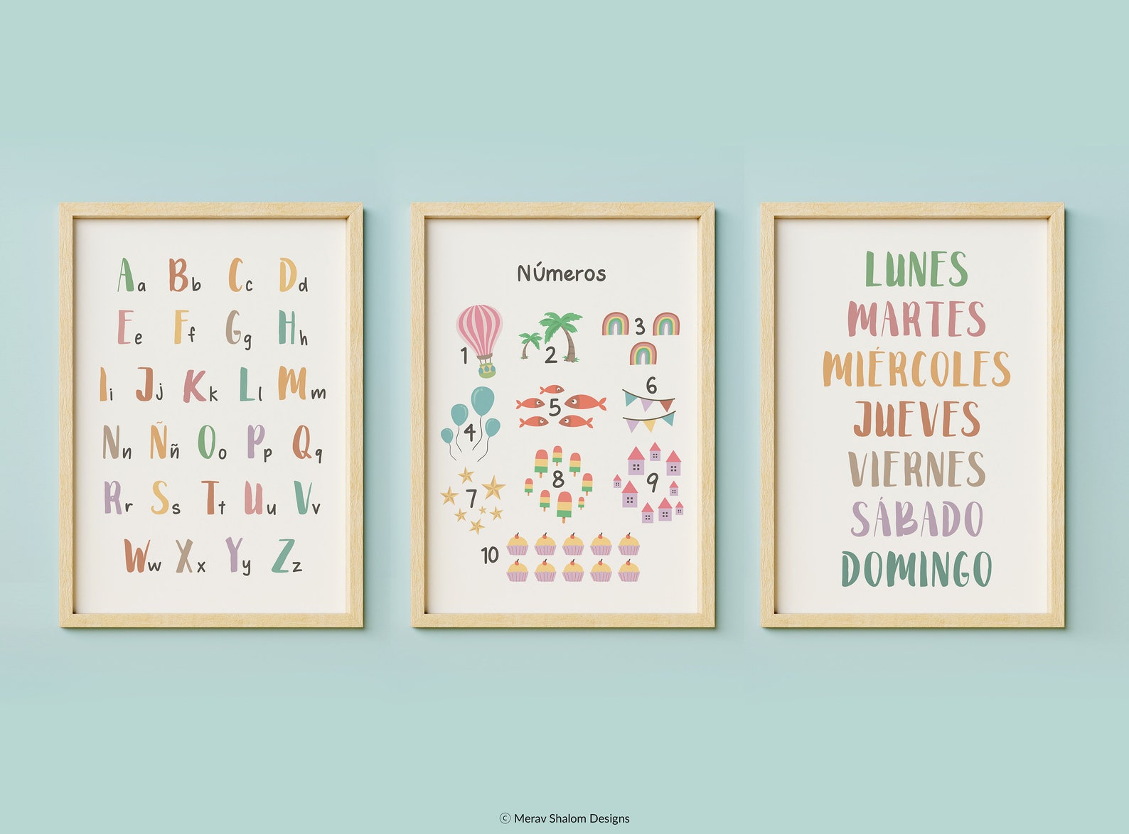 Spanish Classroom Art Set of 21 Kids Wall Art Boho - Etsy
