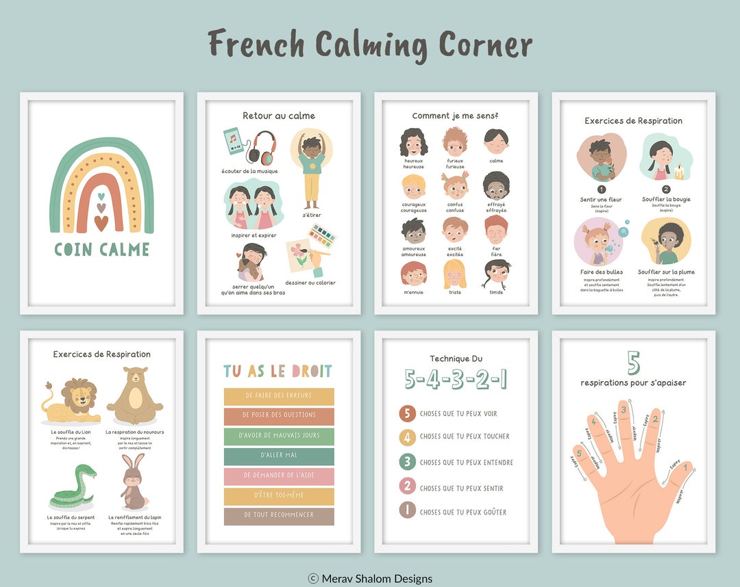 Calming Strategies French Print Set, Calming Corner Sign ,calm Down ...