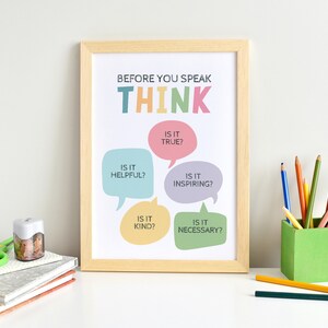 Think Before You Speak Poster, Rules Printable, Motivational Poster ...