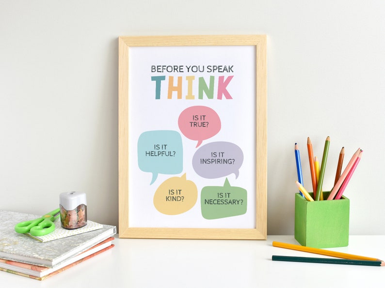 Think Before You Speak Poster Rules Printable Motivational - Etsy