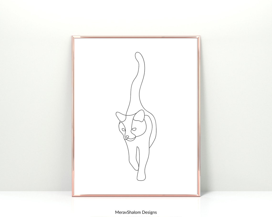 Cat Print Cat Wall Art Cat Illustration Cat Line Drawing | Etsy