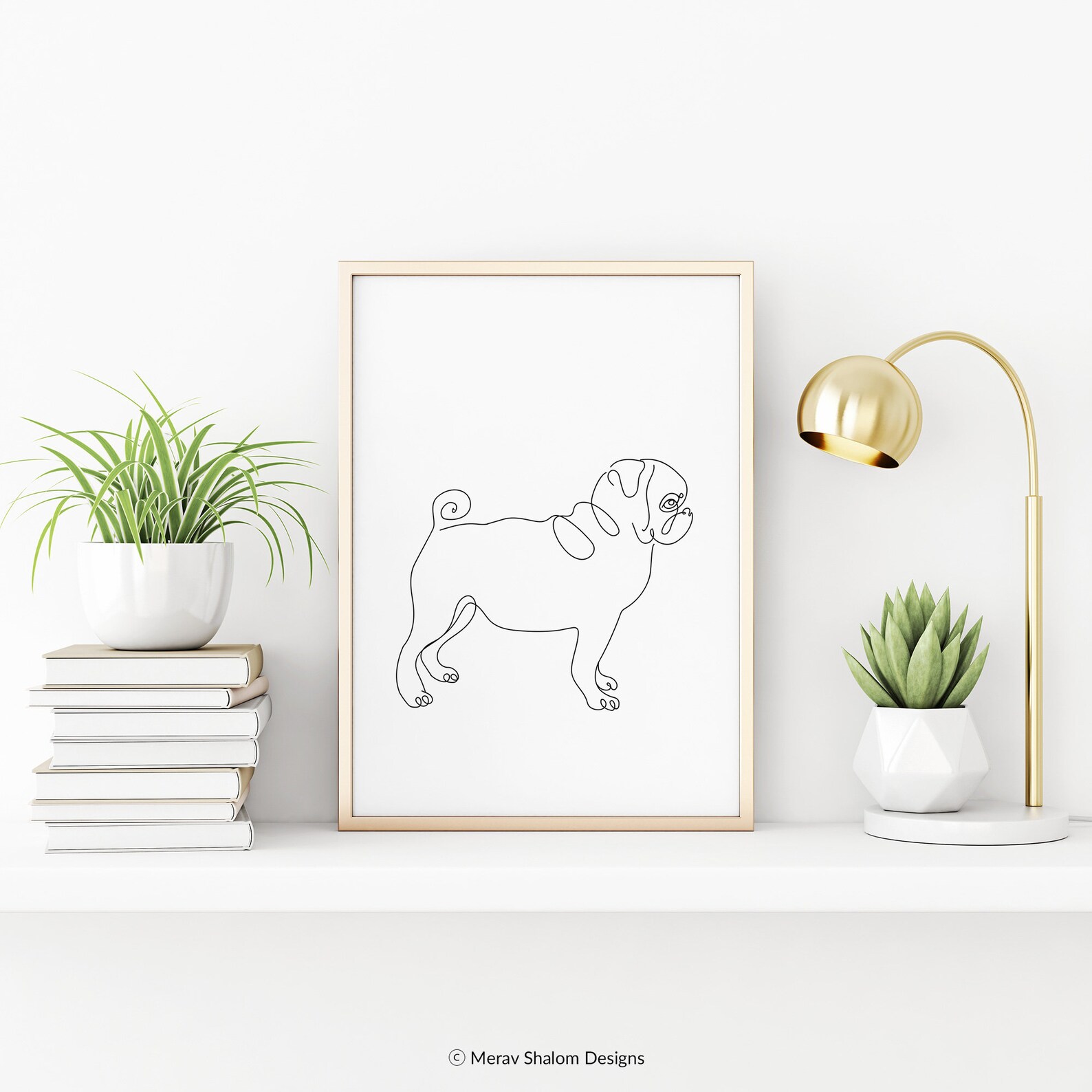 Pug Line Art Print INSTANT DOWNLOAD | Etsy