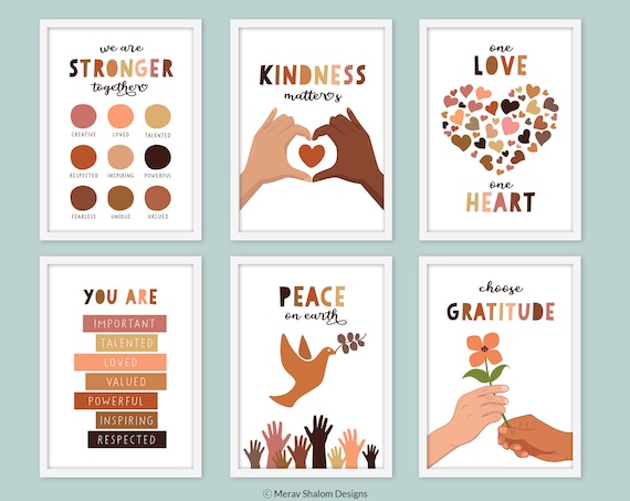 Inclusive Classroom Art Set of 6 Diversity Poster Human - Etsy