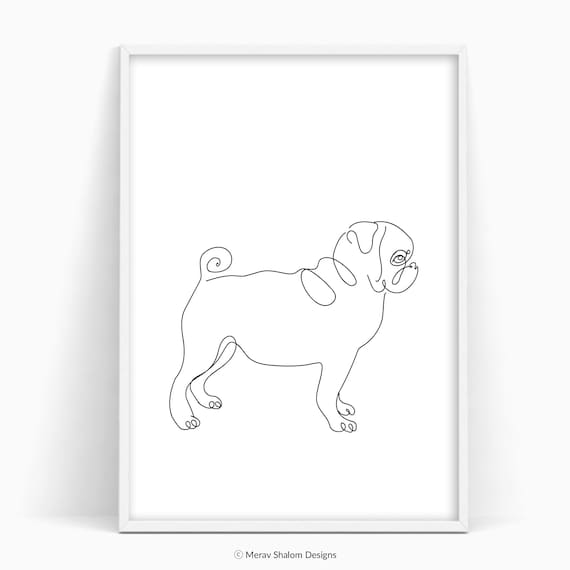 Pug Line Art Print INSTANT DOWNLOAD | Etsy