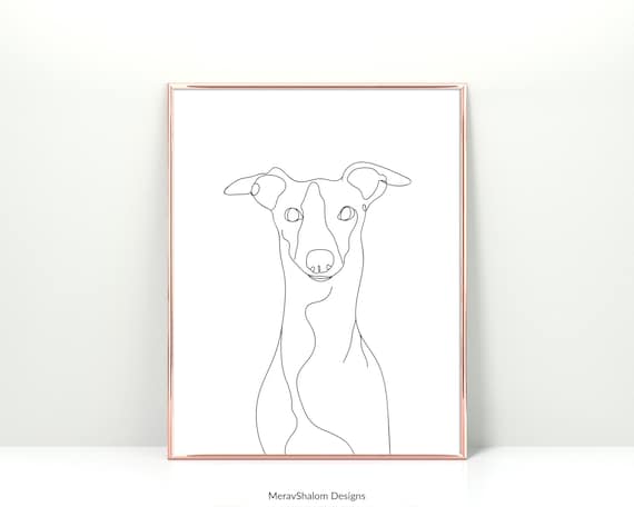 Italian Greyhound Line Art Print INSTANT DOWNLOAD - Etsy