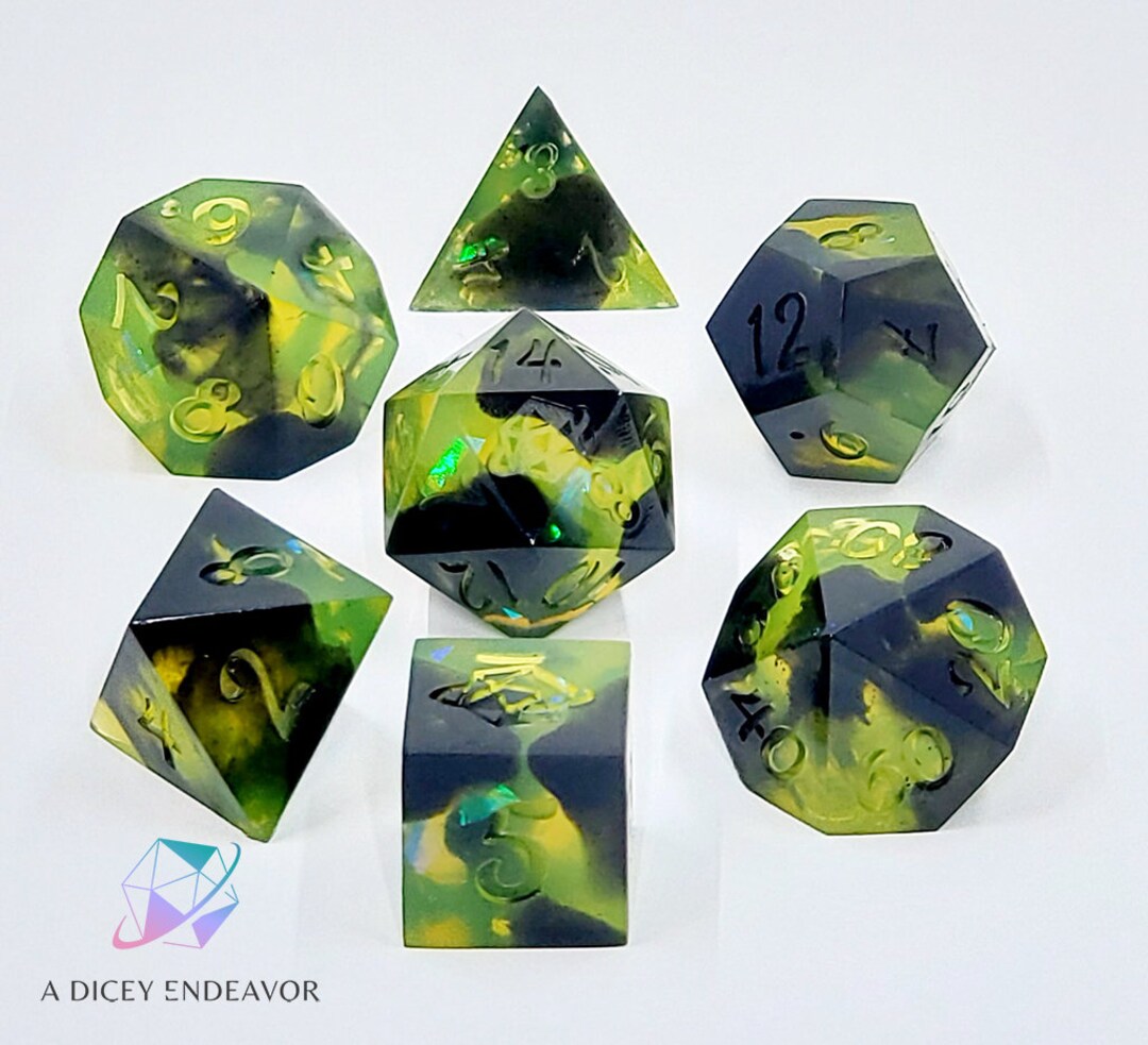 The Cloudburst-toxic Dice | Handmade Dice | Polyhedral Dice | Tabletop ...