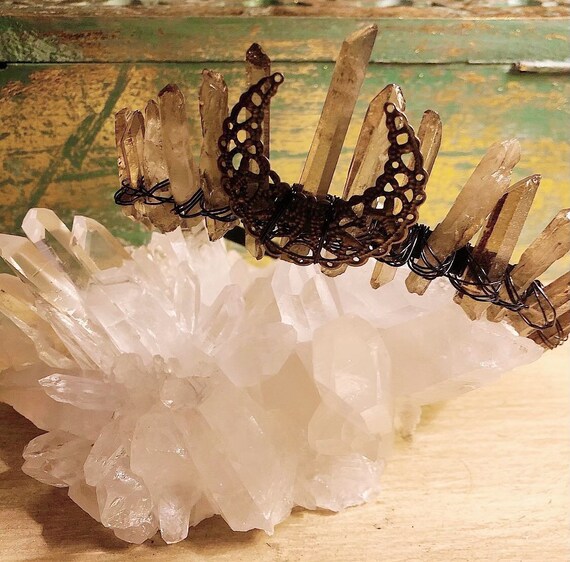 Smokey Quartz Handmade Wire Wrapped Crown Headband | Etsy