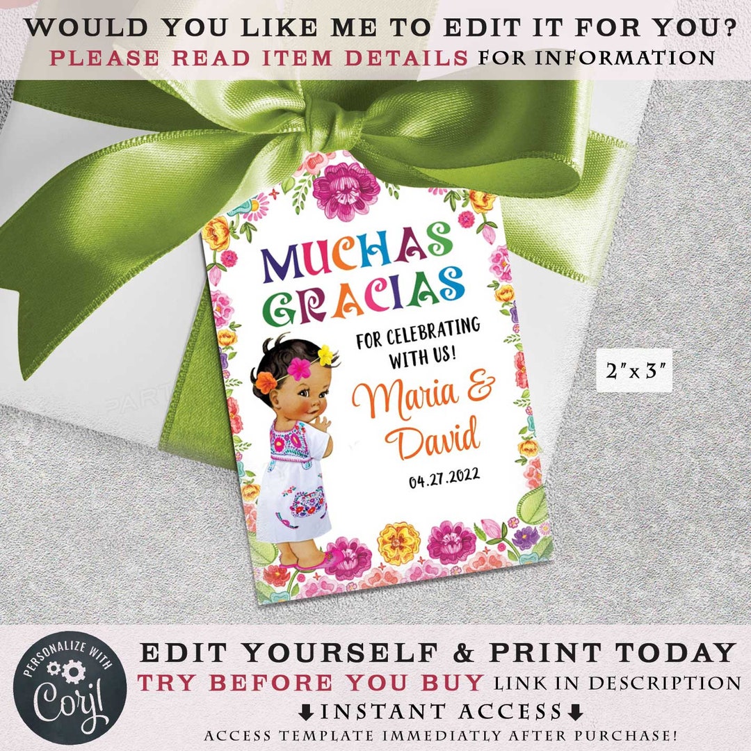 Fiesta Girl Baby Shower Thank You Tags Favor Tags 1st Fiesta - Etsy