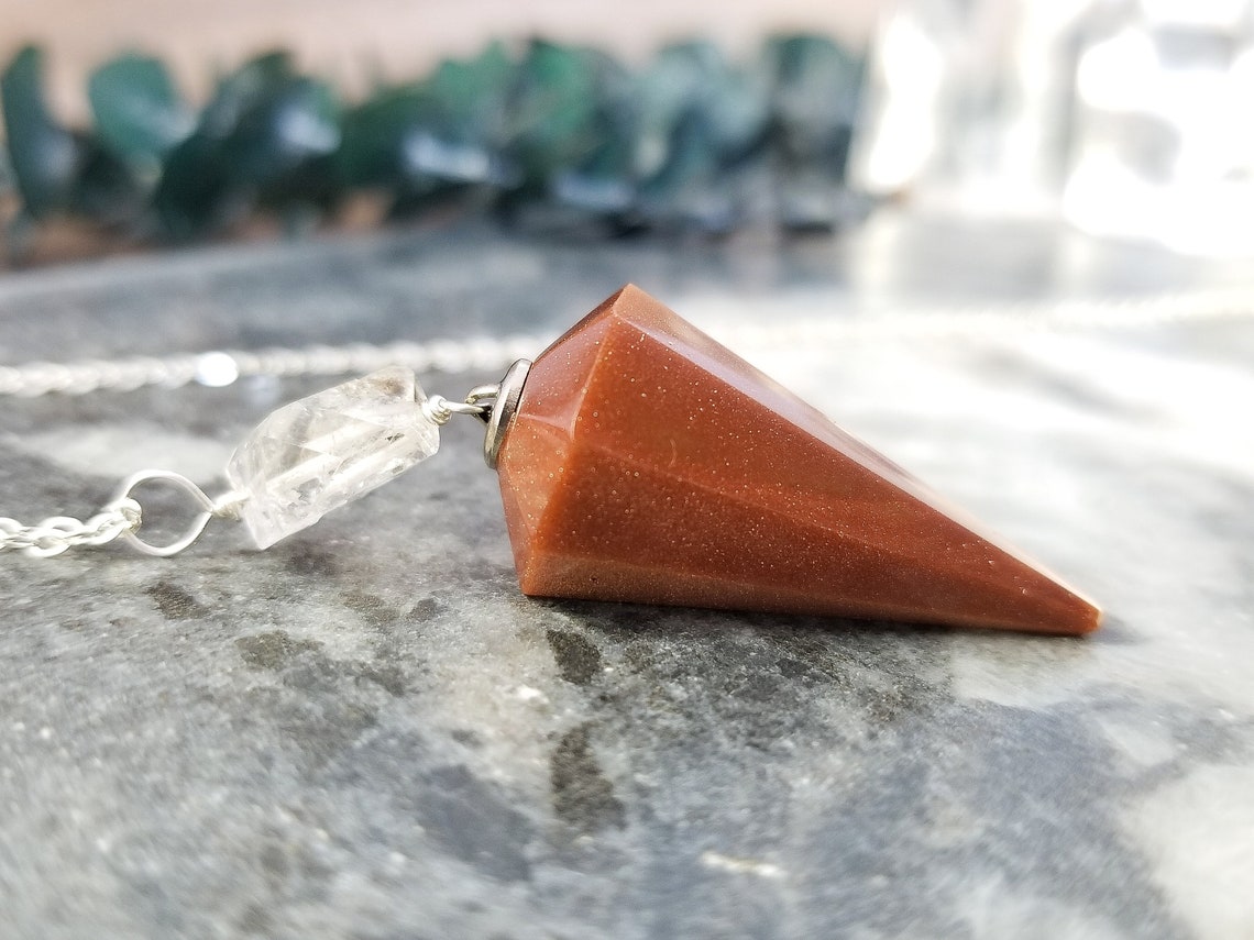 Goldstone and Herkimer Diamond Pendulum Necklace Reiki - Etsy
