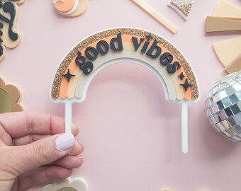 Good Vibes Cake Topper - Etsy