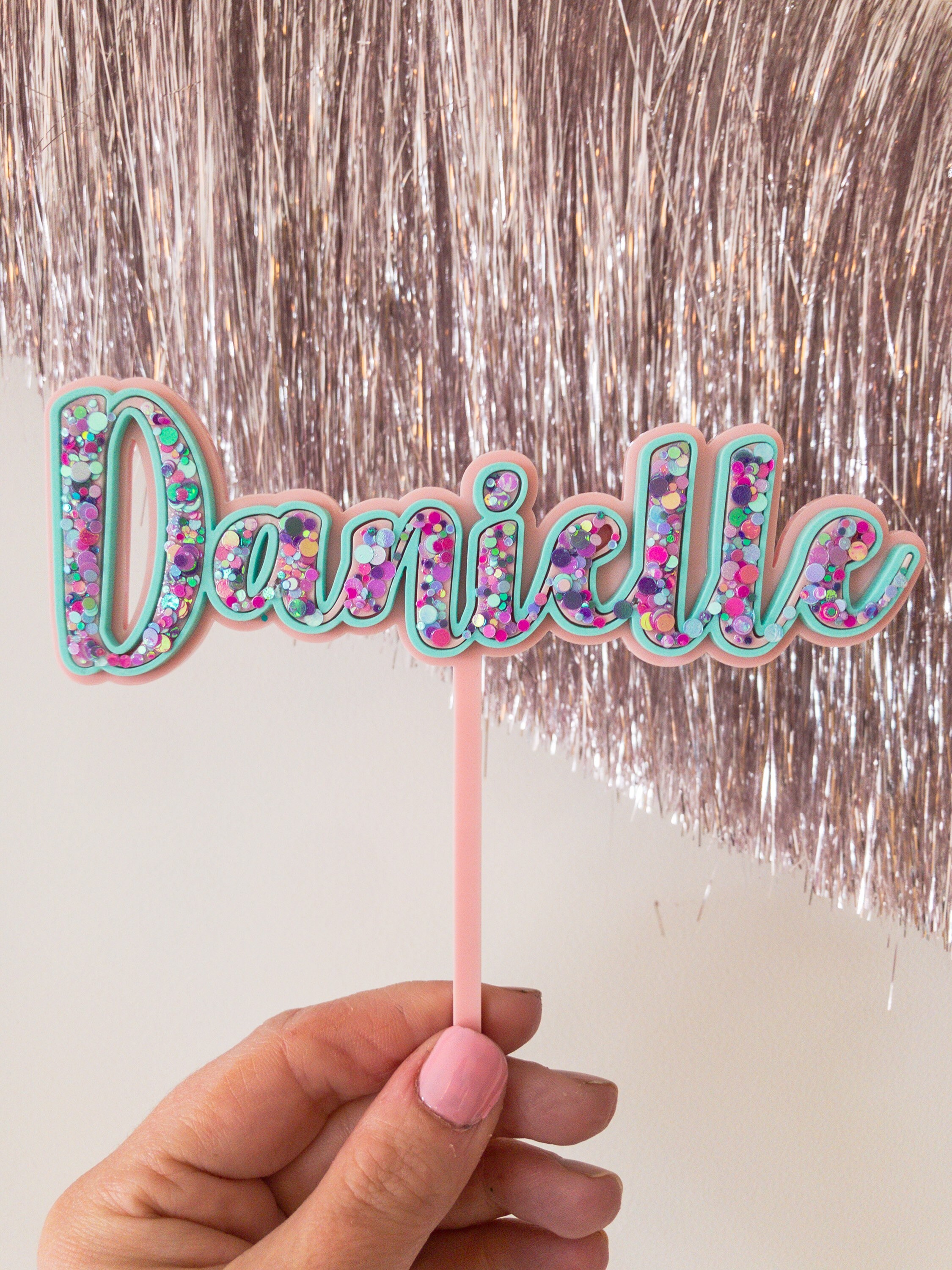 Custom Cake Topper with Border and Hand Glittered - Etsy UK