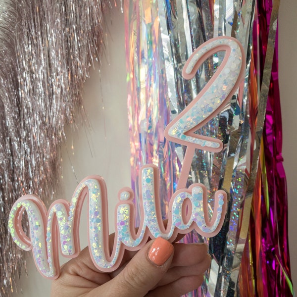 Glitter Cake Topper - Etsy