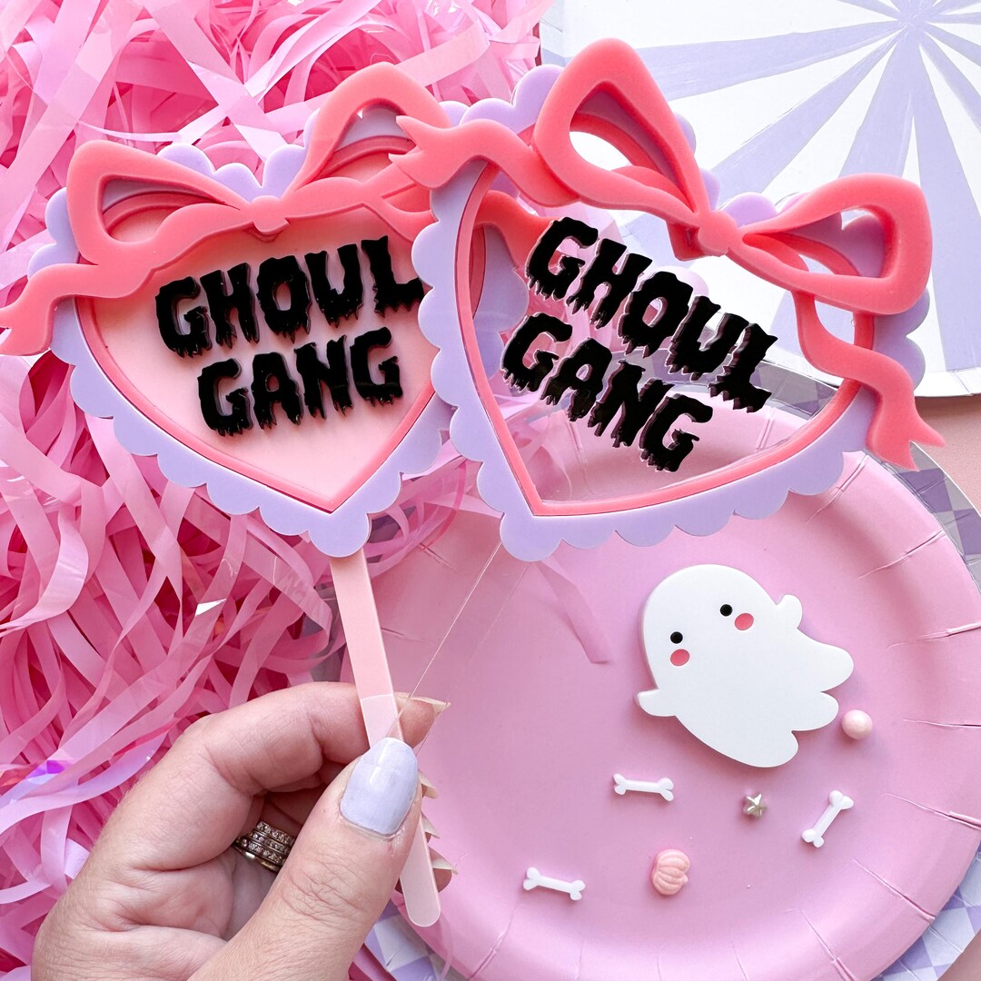 Ghoul Gang Cake Topper, Bow Halloween Cake Topper, Demure Halloween ...