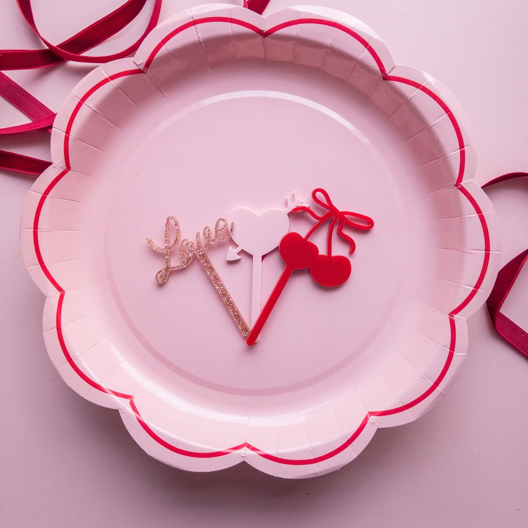 Mini Cupcake Toppers, Cherry Cupcake Topper, Acrylic Cupcake Topper ...