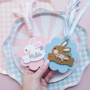 Jumping Bunny Easter Basket Tags, Easter Bunny Acrylic Tags for Bunny ...