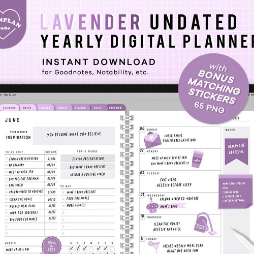 Lavender Digital Planner Purple Basic Color Ipad Planner - Etsy