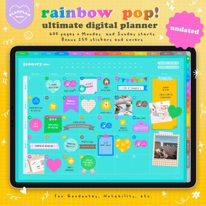 Digital Planner UNDATED, Rainbow Pop Digital Planner, Colorful Korean ...