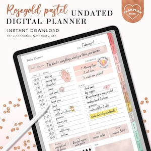 Digital Life Planner, Goodnotes Planner Undated, Rosegold Pastel ...