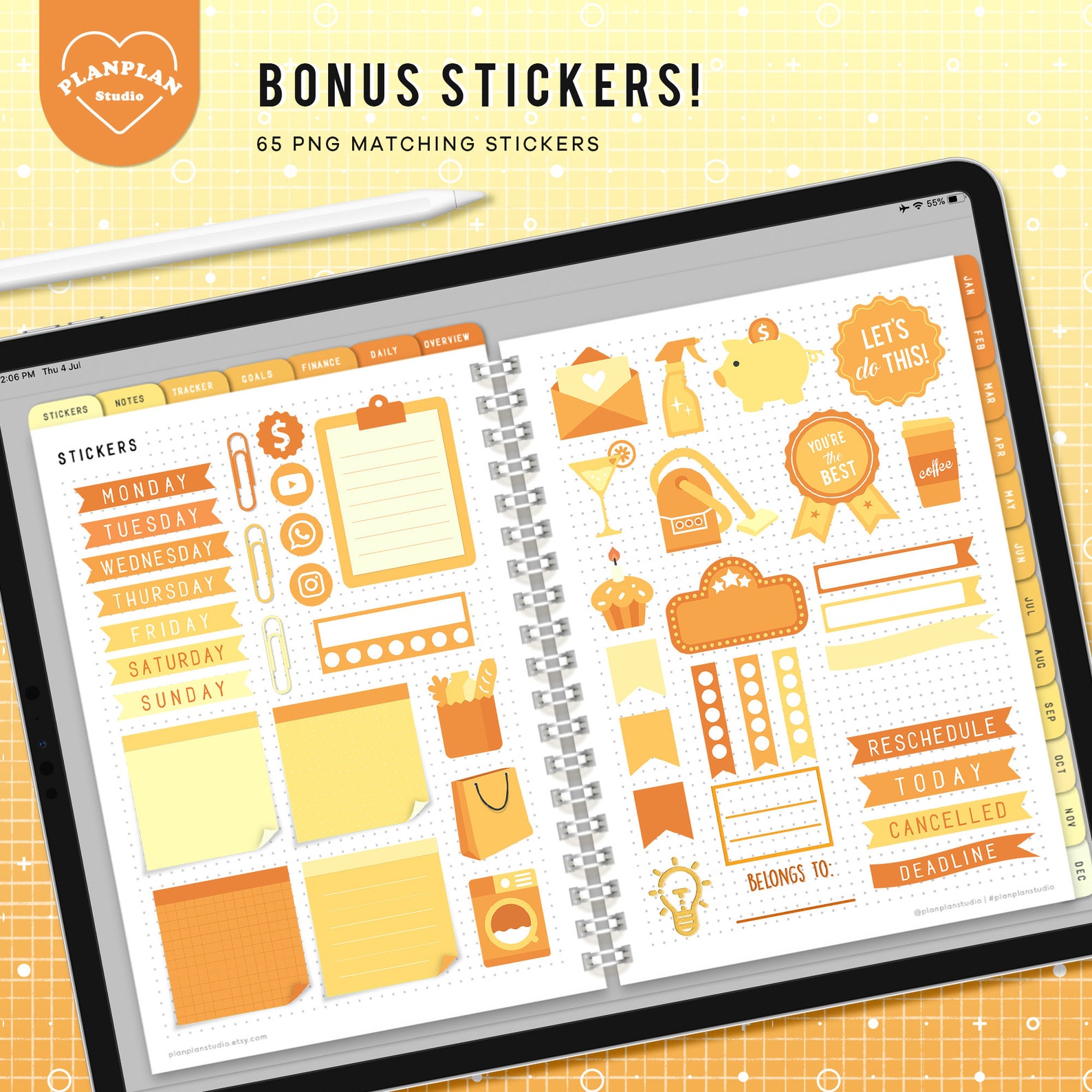 Basic Yellow Digital Planner Citrus Color Ipad Planner - Etsy