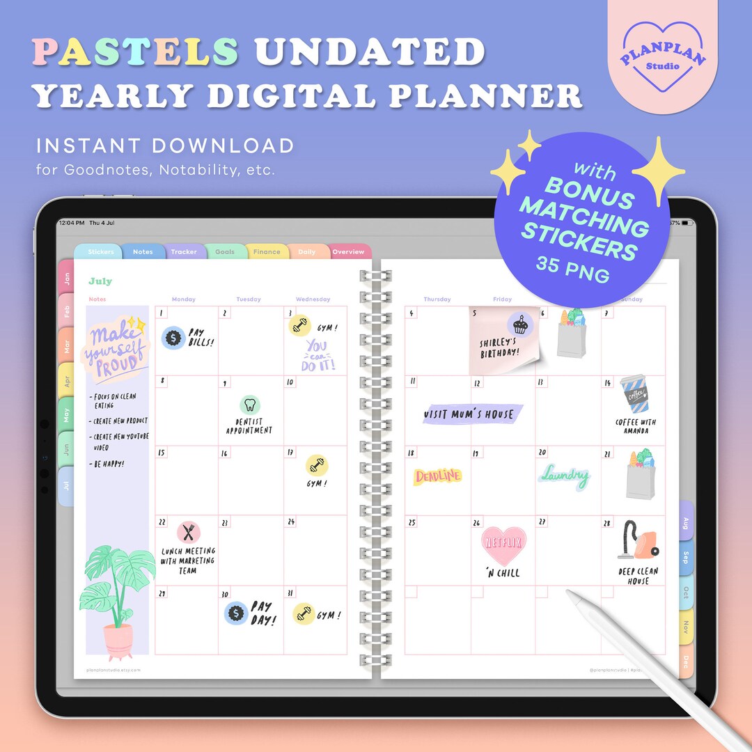 Digital Planner, iPad Planner, Goodnotes Planner, Pastels Marble ...