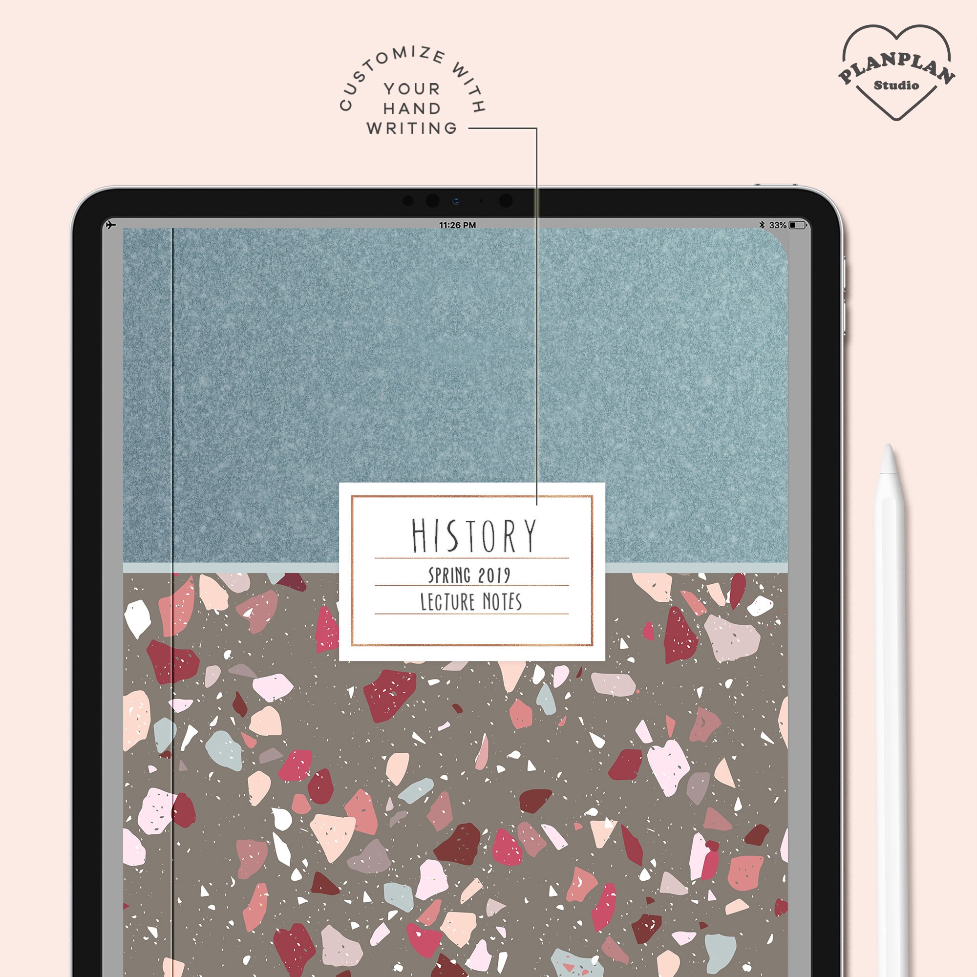 Terrazzo Glitters Digital Planner Cover, Digital Notebook Cover for ...