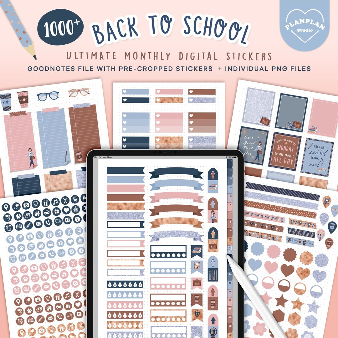 Back to School Monthly Digital Planner Stickers, Ultimate Monthly ...