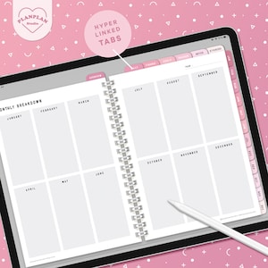 Basic Pink Digital Planner, Pink Blush Color iPad Planner, Undated ...