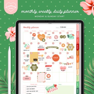 Undated Digital Planner, Tropical Digital Life Planner, Floral ...