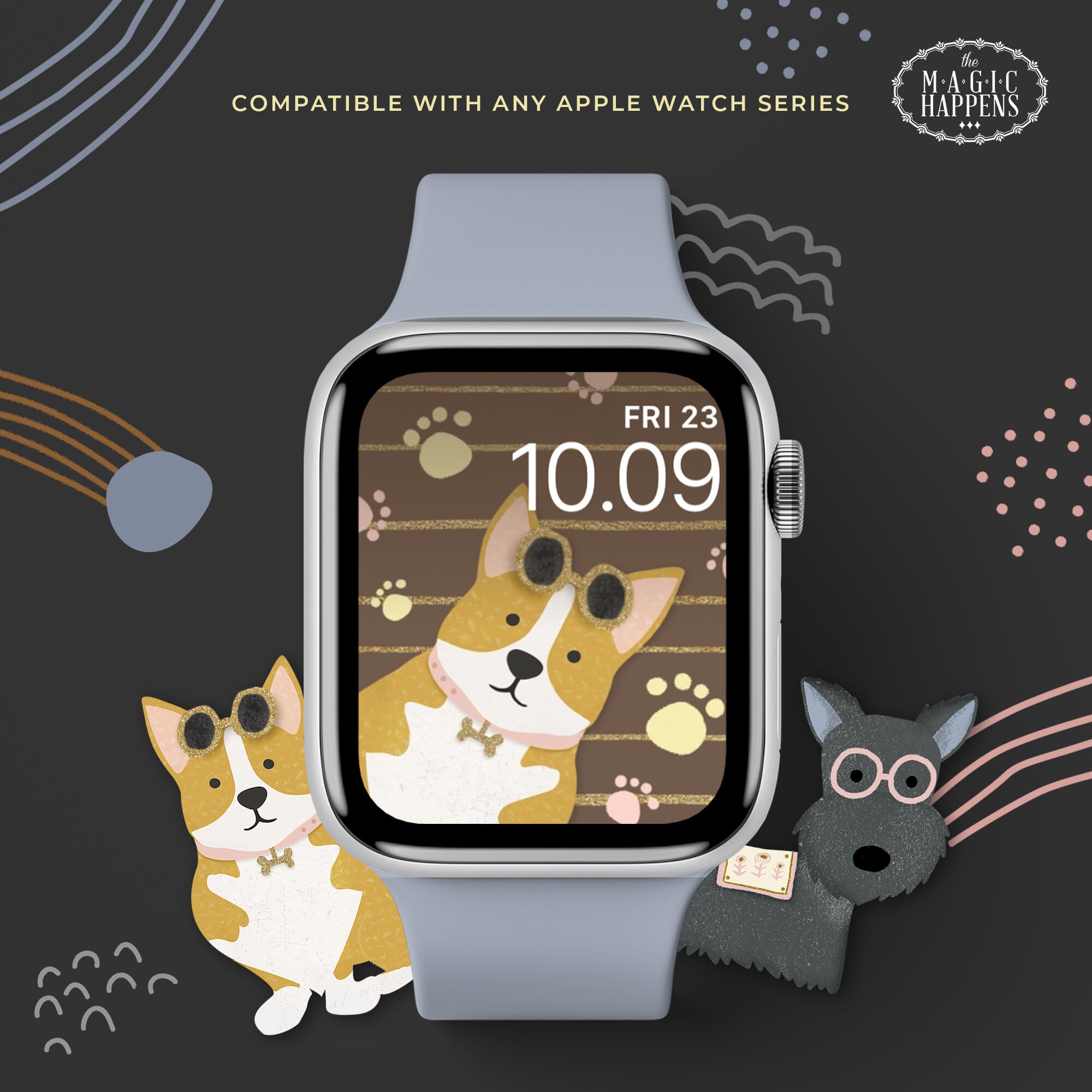 Apple Watch Face Playful Dogs, Apple Watch Wallpaper Cute Dogs, Iwatch ...