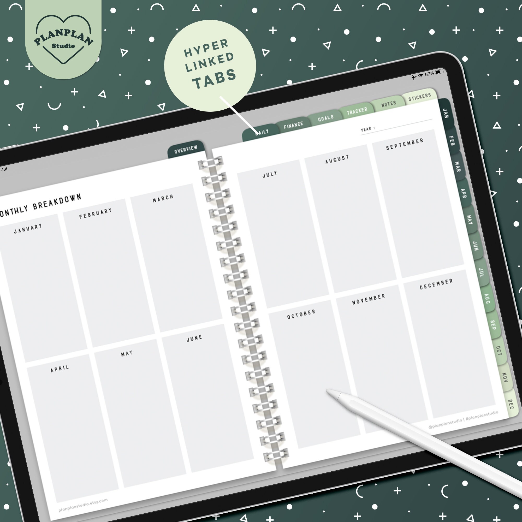 Green Digital Planner Basic Color Ipad Planner Undated | Etsy