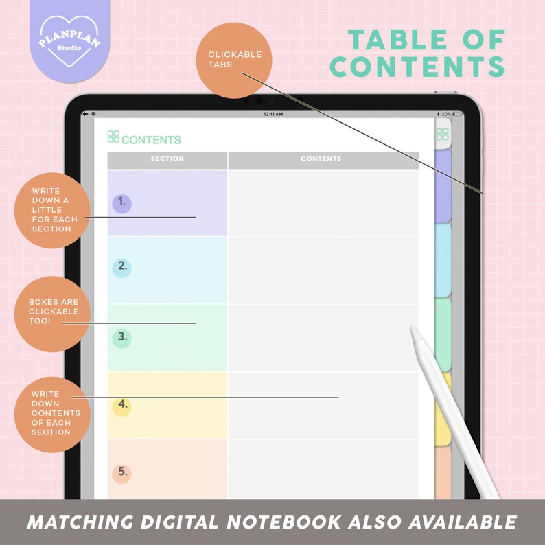 Pastel Leather Digital Planner Cover for Goodnotes Notability - Etsy