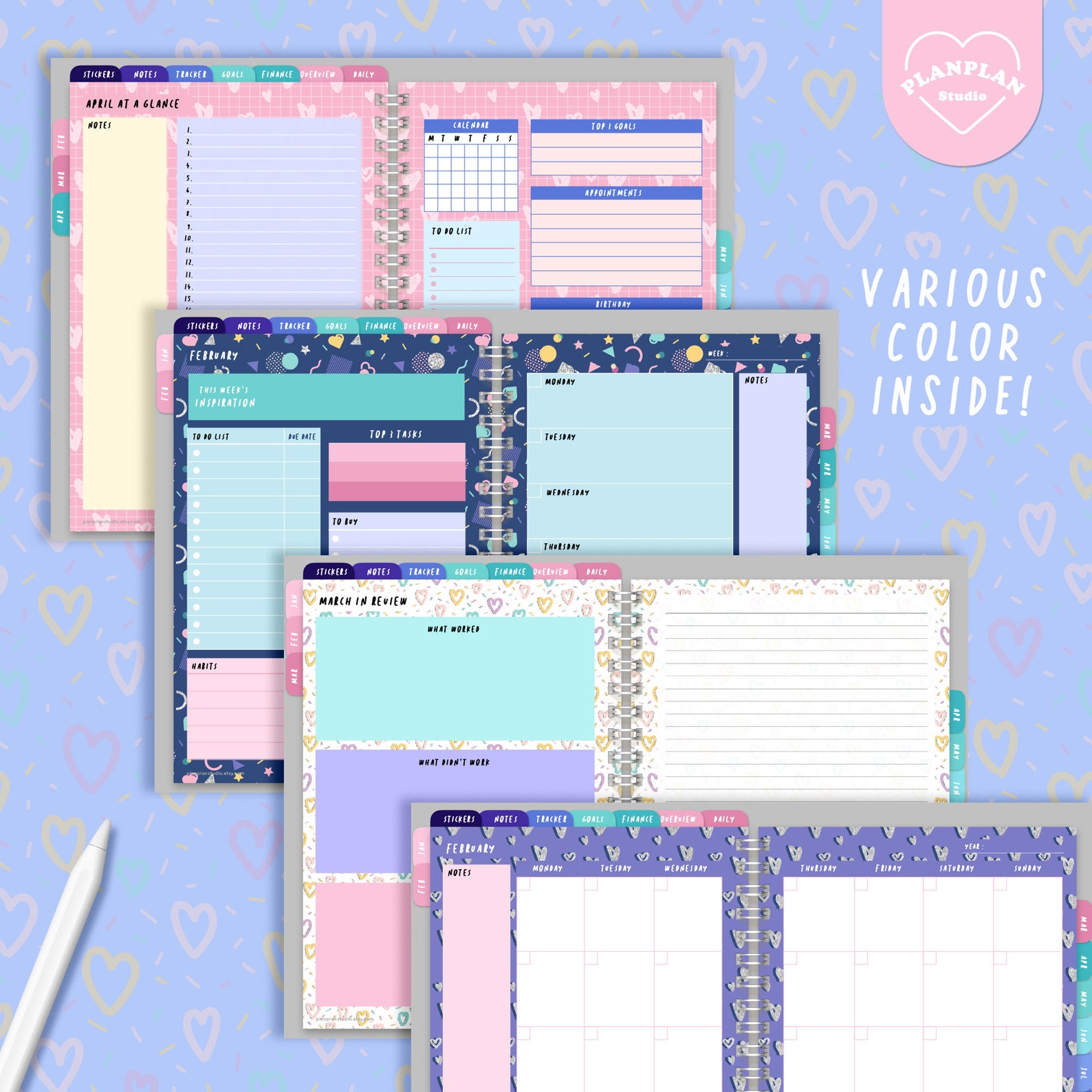 Kawaii Digital Planner, iPad Planner, Cute Goodnotes Planner, Rainbow ...