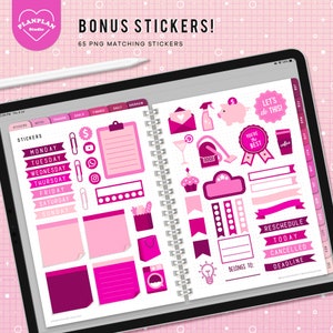 Basic Pink Digital Planner, Magenta Color iPad Planner, Fuschia Undated ...