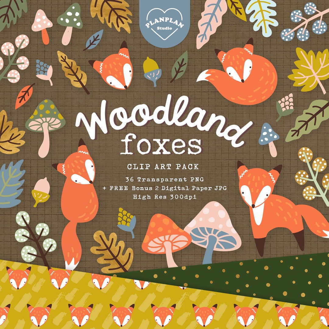 Woodland Foxes Clip Art, Hand Drawn Autumn Fox Illustration PNG, Fall ...