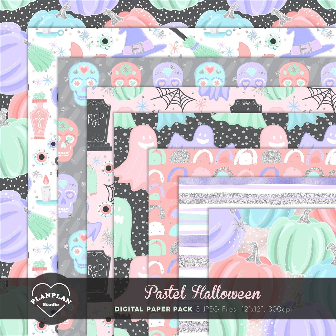 Pastel Halloween Digital Paper, Halloween Digital Paper Seamless, Cute ...