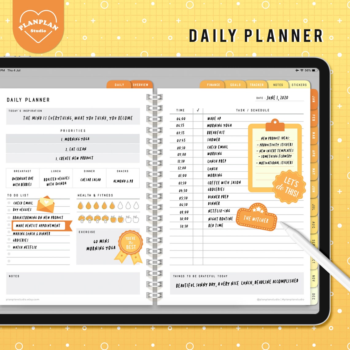 Basic Yellow Digital Planner Citrus Color Ipad Planner | Etsy