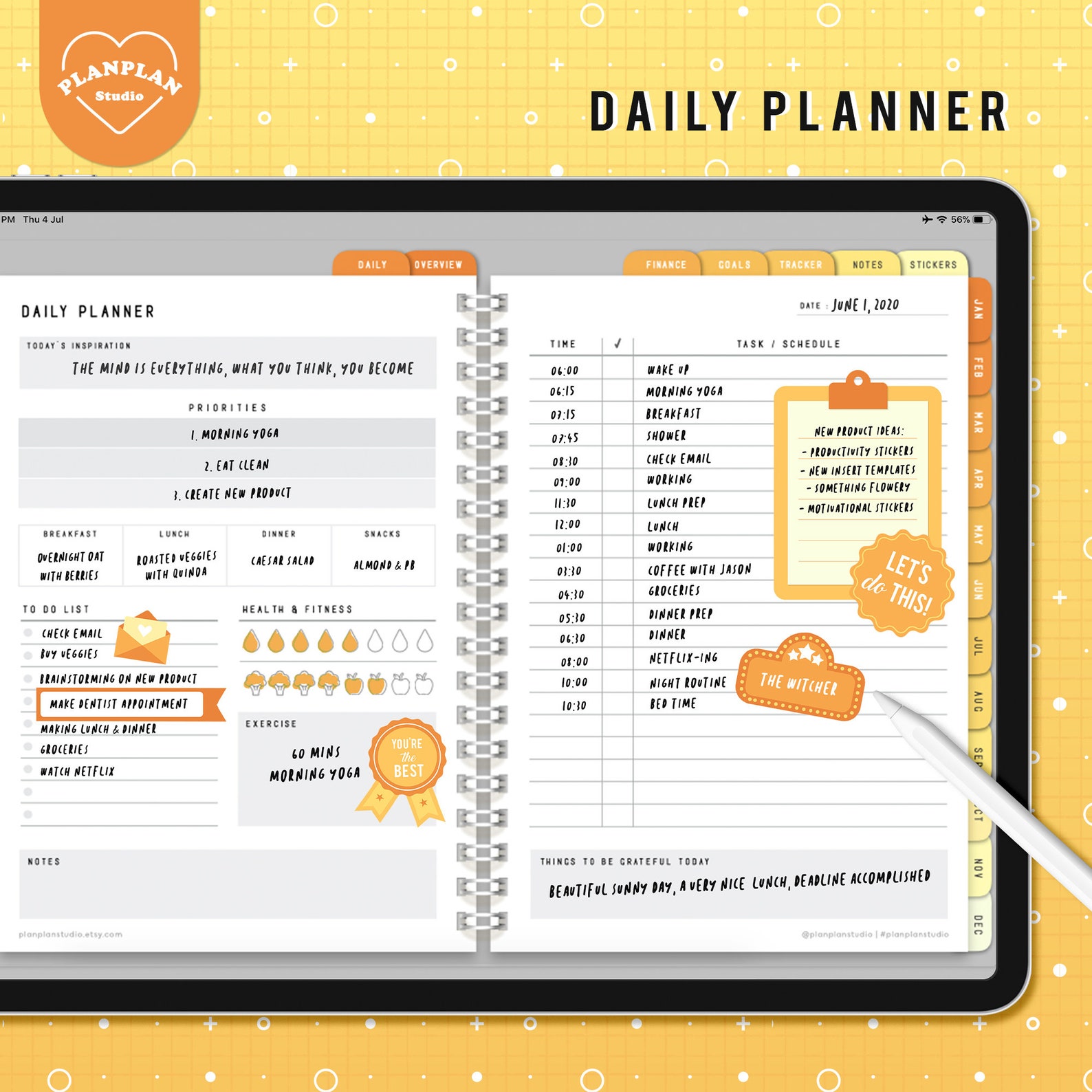 Basic Yellow Digital Planner Citrus Color Ipad Planner - Etsy