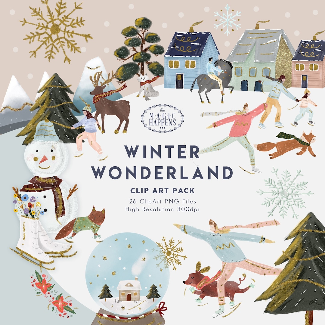 Winter Wonderland Clip Art, Hand Drawn Christmas Illustration PNG ...