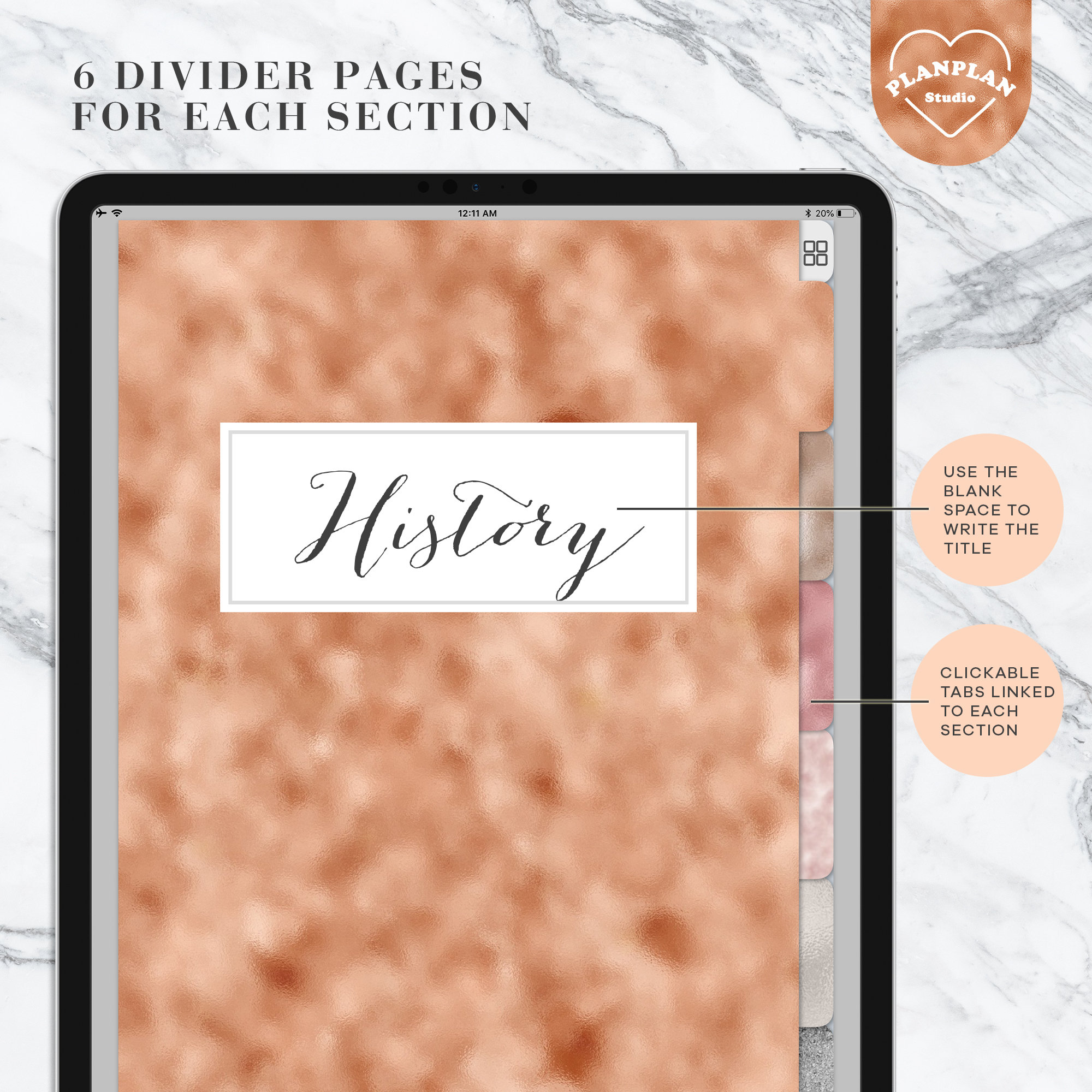 Digital Notebook Rosegold Marble Goodnotes Notebook - Etsy