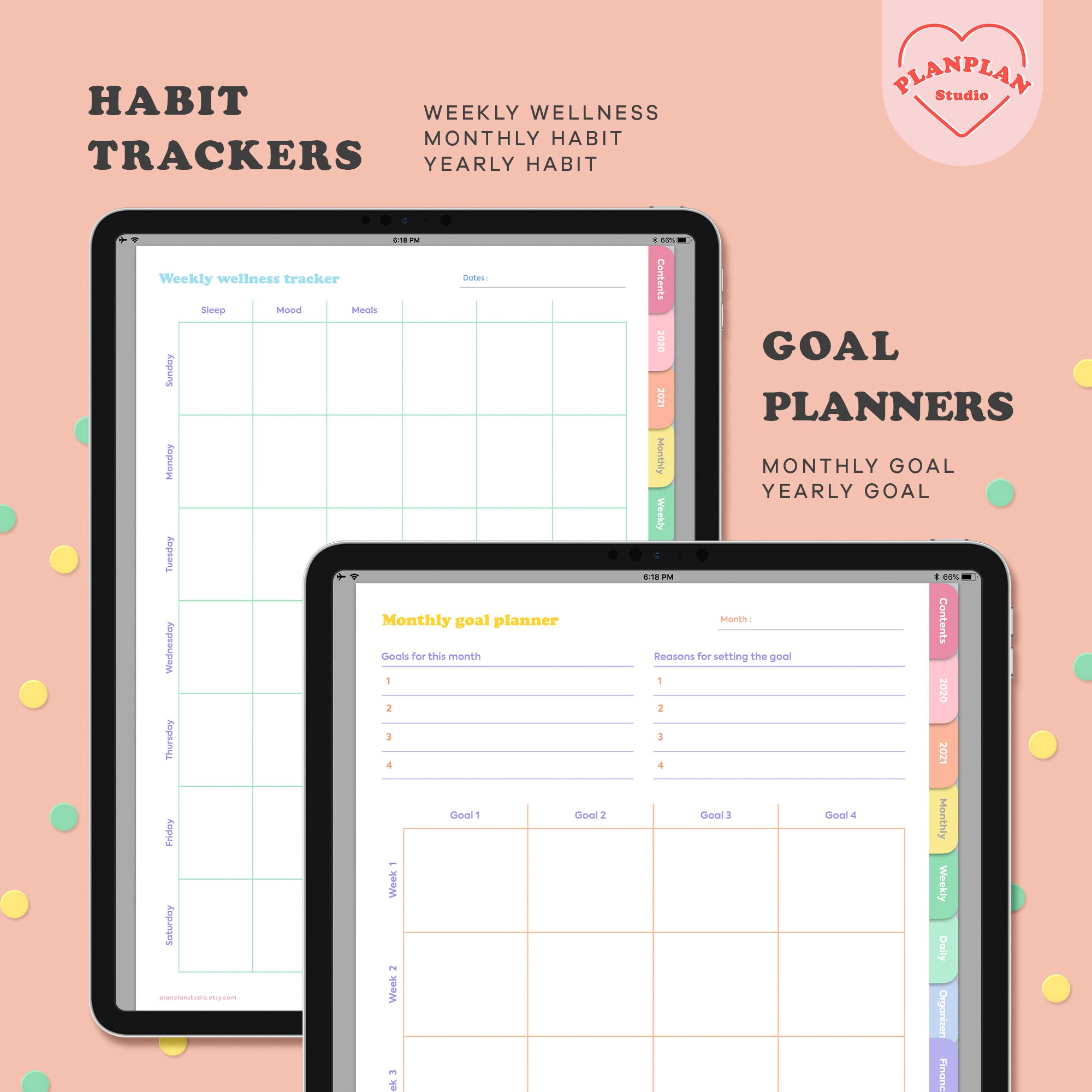 Digital Life Planner Goodnotes Planner Undated in Pastel | Etsy