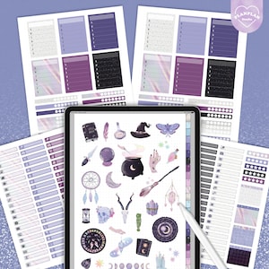 Boho Witch Digital Planner Stickers, October Monthly Digital Stickers ...