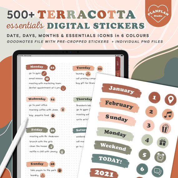 Digital Planner Stickers in Terracotta Essentials Terracotta | Etsy